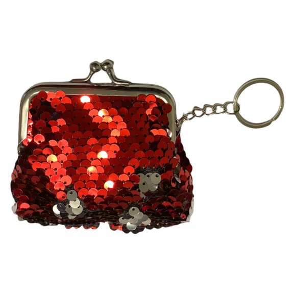 Bags | 35 Red Color Change Sequin Snap Closure Coin Purse W Keychain ...